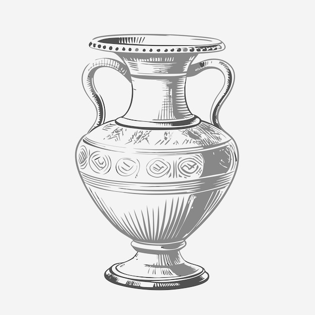 Un dessin en noir et blanc d'un vase avec un dessin dessus | Vecteur ... Un dessin en noir et blanc d'un vase avec un dessin dessus | Vecteur ...