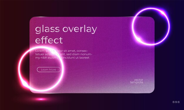 Effet De Superposition De Verre Et Effet De Verre Sur Fond Sombre Et Néon Vecteur Premium