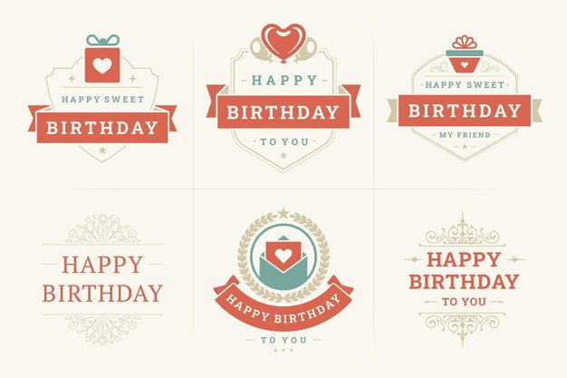 Emblème Et Badge Vintage De Ruban Rouge Joyeux Anniversaire Pour ... Emblème Et Badge Vintage De Ruban Rouge Joyeux Anniversaire Pour ...