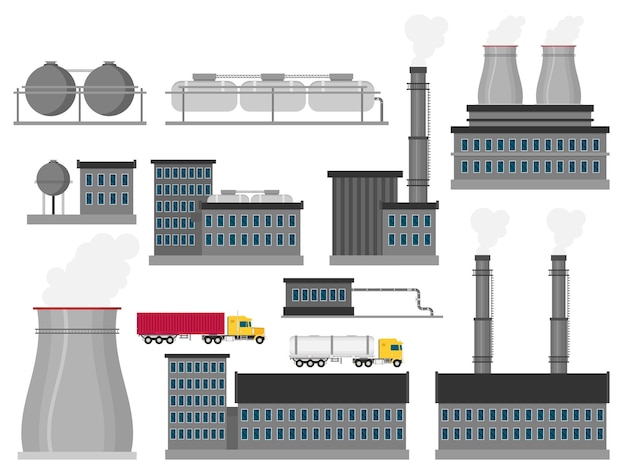 Ensemble de bâtiments plats industriels modernes Illustration ... Ensemble de bâtiments plats industriels modernes Illustration ...