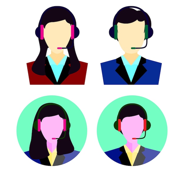 Ensemble De Collection D'avatars D'agents De Centre D'appels. équipe D ... Ensemble De Collection D'avatars D'agents De Centre D'appels. équipe D ...