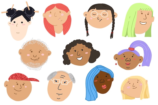 Ensemble De Collection D'avatars Global Faces | Vecteur Premium Ensemble De Collection D'avatars Global Faces | Vecteur Premium