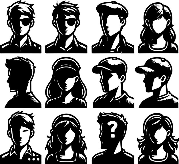 Ensemble d'icônes de profil d'avatar vectoriel dans des silhouettes ... Ensemble d'icônes de profil d'avatar vectoriel dans des silhouettes ...