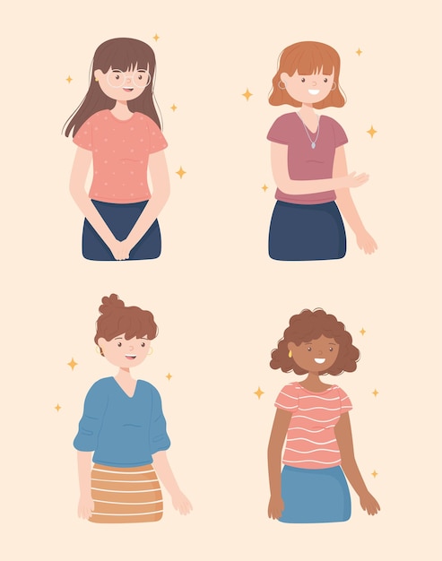 Ensemble de jeunes femmes | Vecteur Premium Ensemble de jeunes femmes | Vecteur Premium