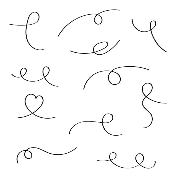 Ensemble De Lignes De Gribouillis Dessinées à La Main En Spirale