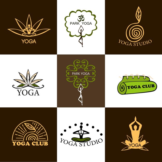 Ensemble De Logos De Yoga Et De Méditation | Vecteur Premium Ensemble De Logos De Yoga Et De Méditation | Vecteur Premium