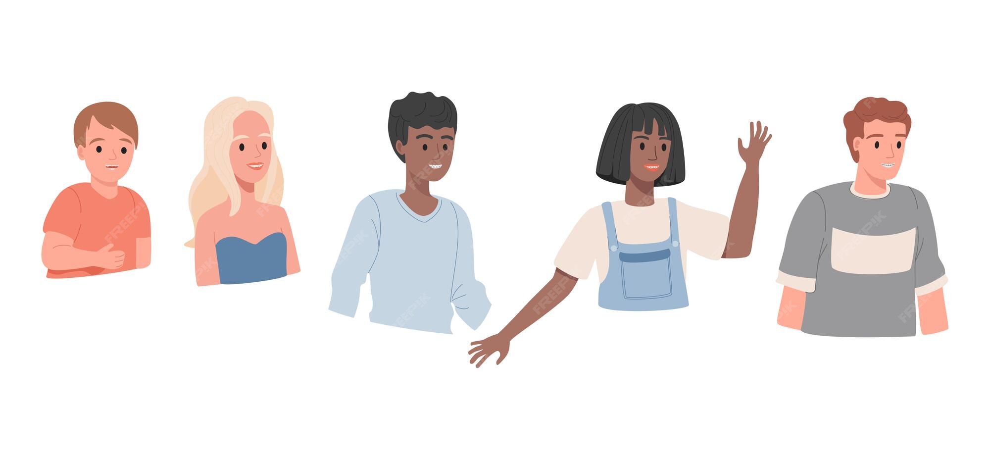 Ensemble De Portraits De Gens Souriants Heureux Illustration Isolée ... Ensemble De Portraits De Gens Souriants Heureux Illustration Isolée ...