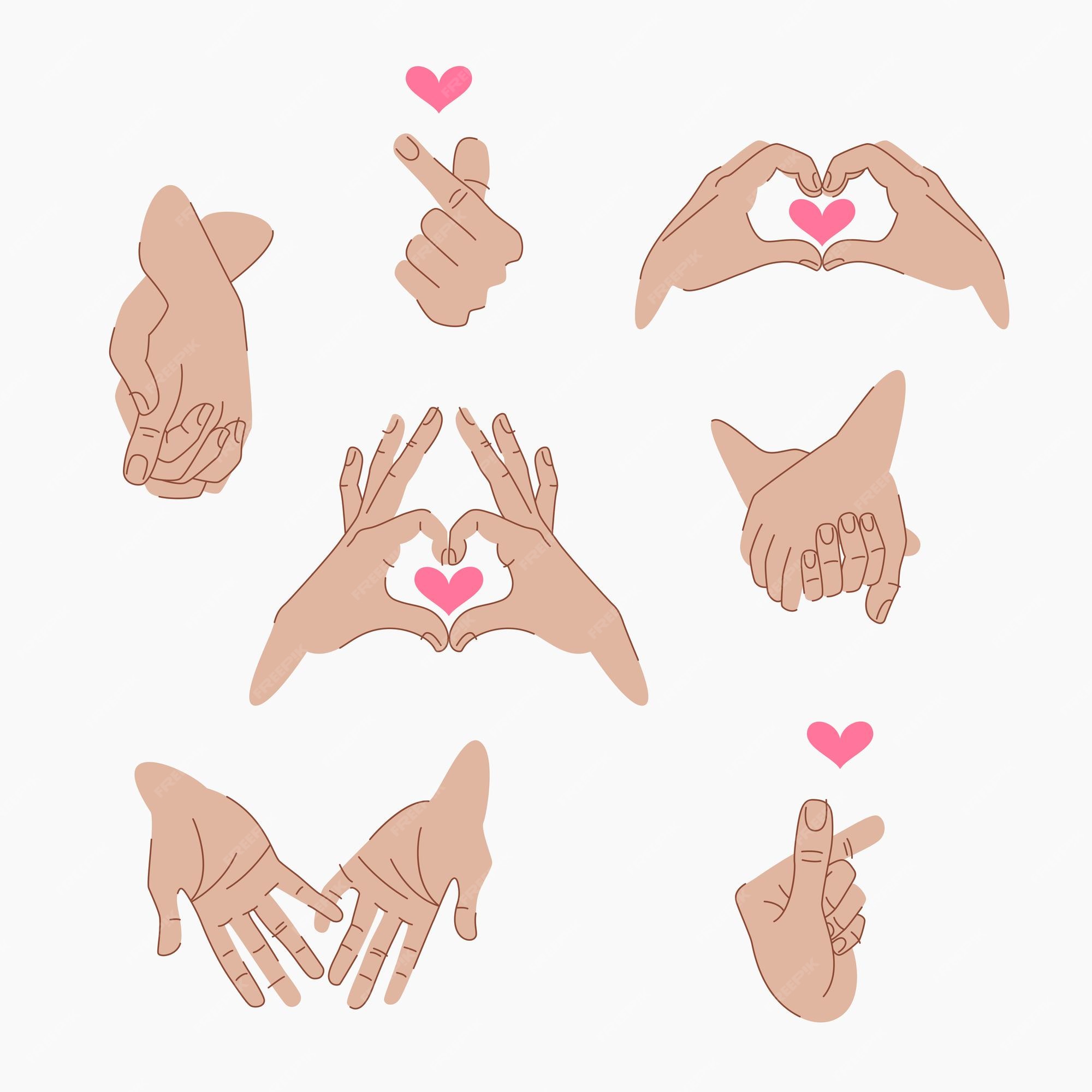 Ensemble De Signes De Coeurs De Doigt Et De Main Mini Signes De Coeur