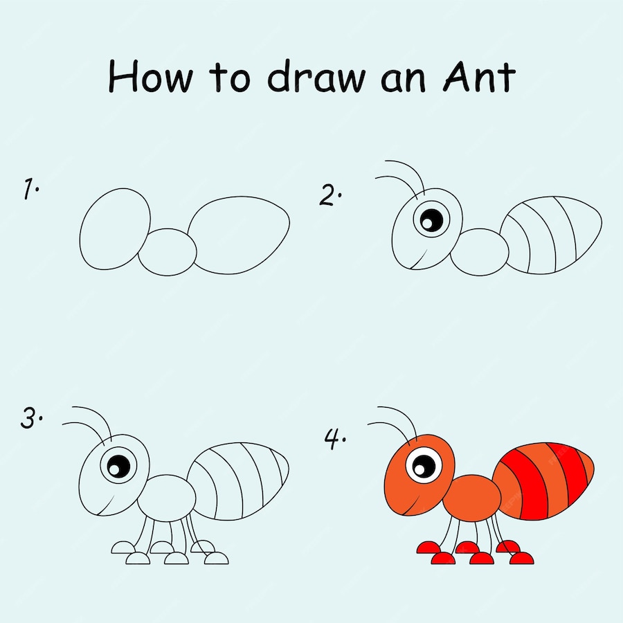 Étape Par étape Pour Dessiner Une Fourmi. Tutoriel De Dessin D'une ... Étape Par étape Pour Dessiner Une Fourmi. Tutoriel De Dessin D'une ...