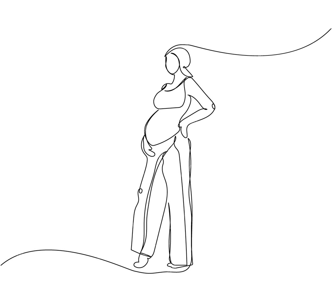 Femme Enceinte Dessin Au Trait Continu Dessin Au Trait Grossesse