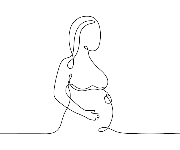 Femme Enceinte Ligne Dart Continue Un Dessin Grossesse Femme Enceinte