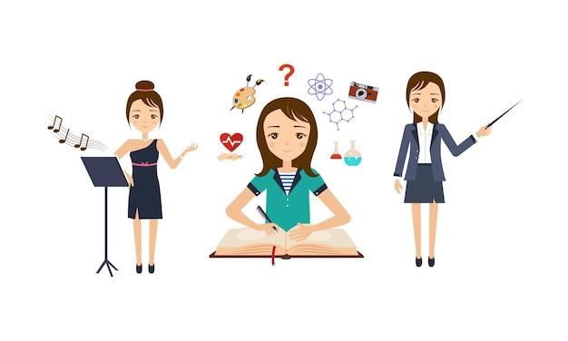 Femmes De Différentes Professions Définies Vecteur De Professeur De ... Femmes De Différentes Professions Définies Vecteur De Professeur De ...