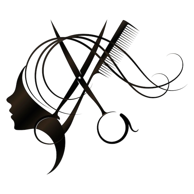 Fille Avec Des Boucles De Ciseaux à Cheveux Et Un Peigne Design Pour