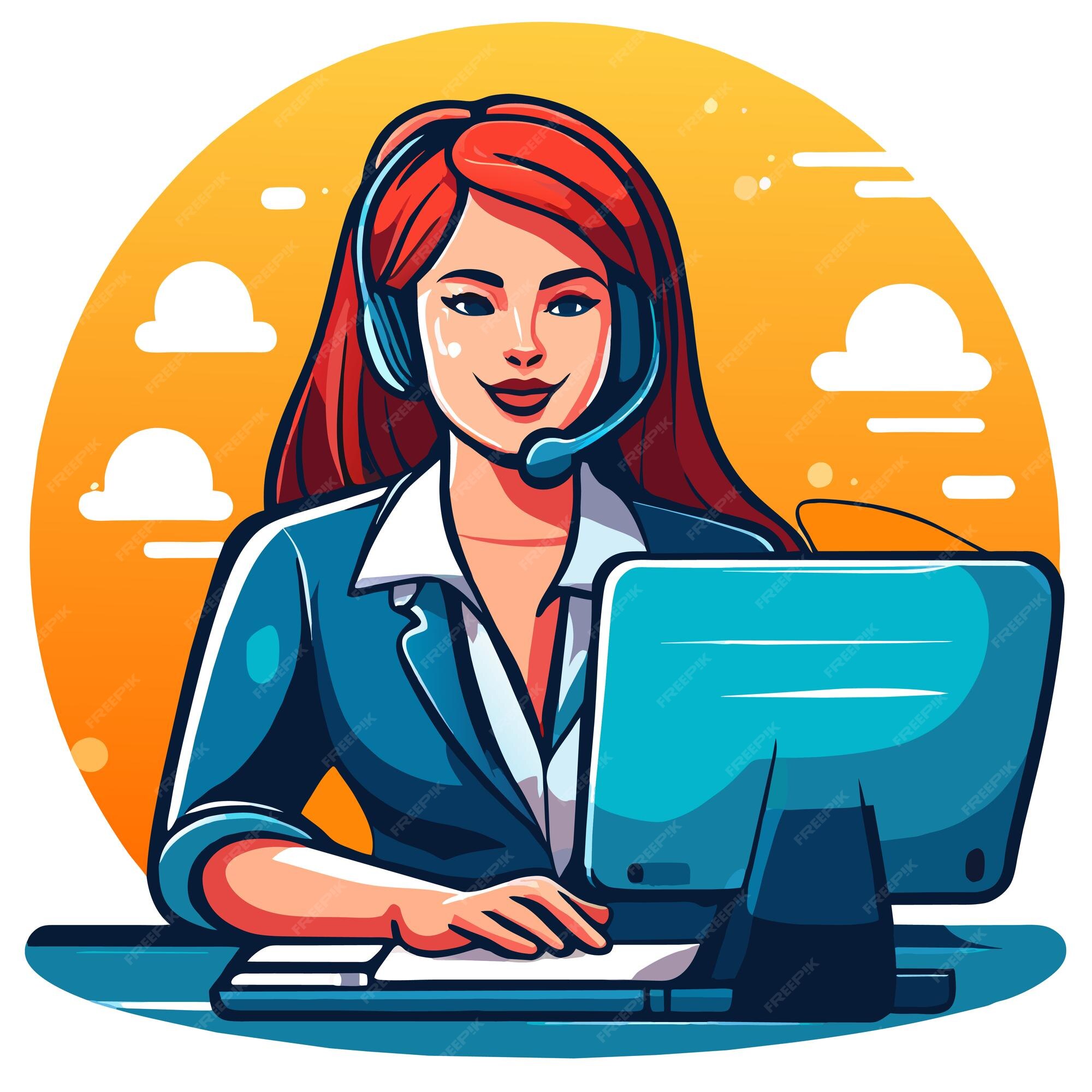 Fille Travaille Sur Le Bureau De Bureau Dessiné à La Main Plat Stylé