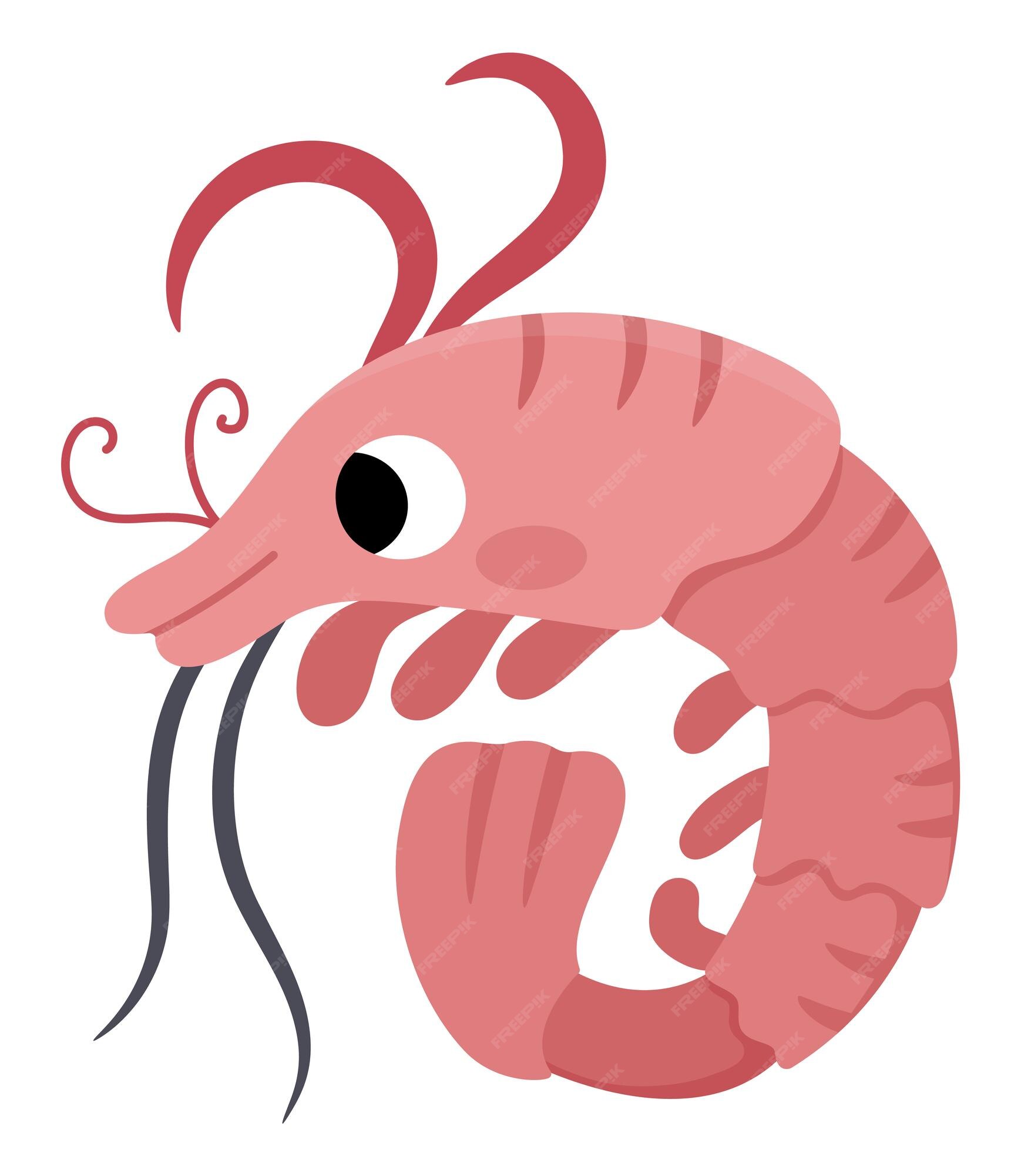 Icône De Crevette Vectorielle Sous La Mer Illustration Avec Mignon