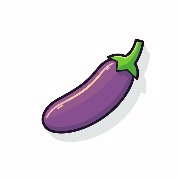 Icône Plate De Vecteur D'une Aubergine Violette Sur Un Fond Blanc Avec ... Icône Plate De Vecteur D'une Aubergine Violette Sur Un Fond Blanc Avec ...