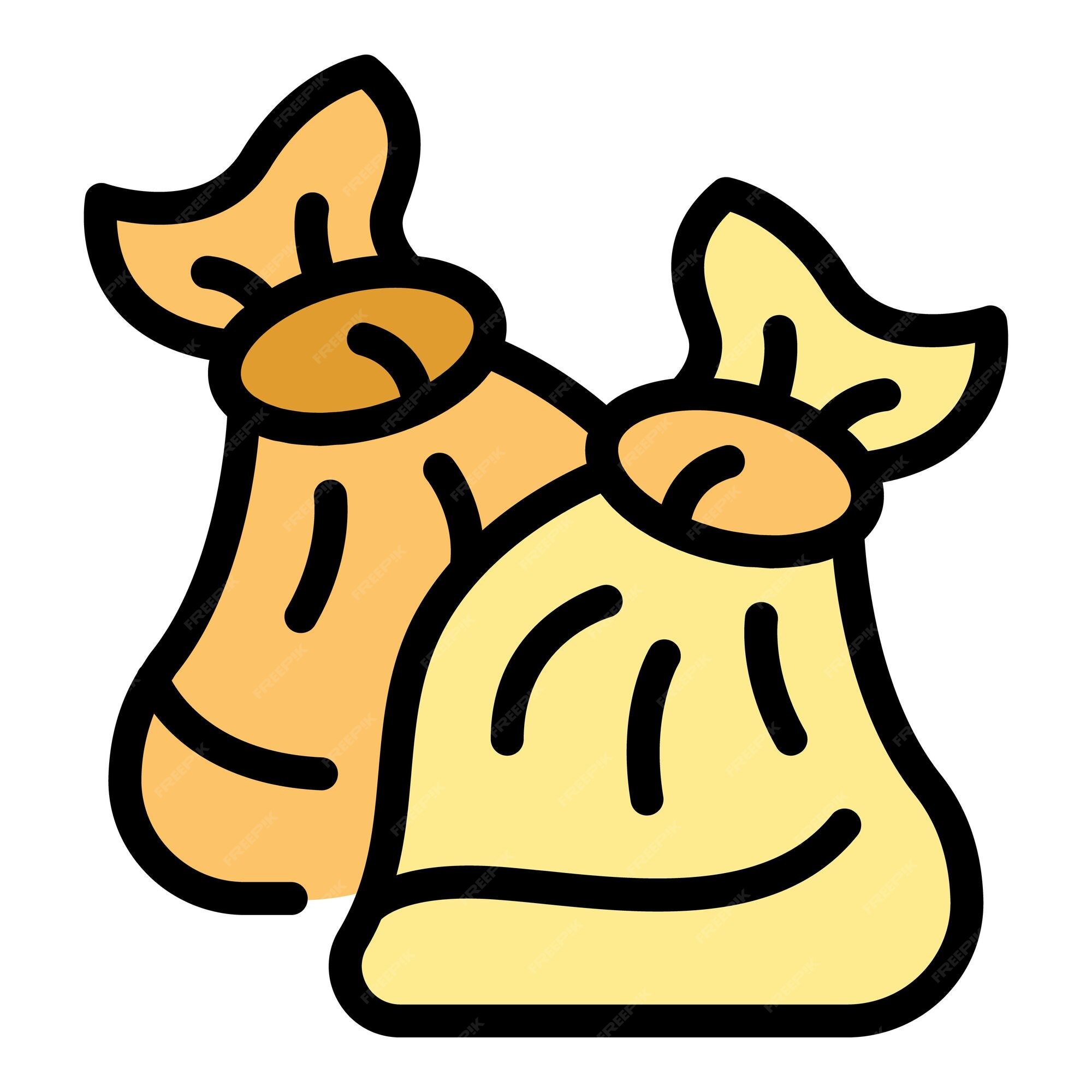 Icône De Sac Poubelle Complet Contour Vectoriel Poubelle Déchets