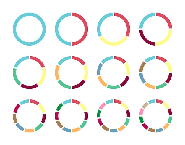 Icônes de cercle pour l'infographie Collection de diagrammes colorés ... Icônes de cercle pour l'infographie Collection de diagrammes colorés ...