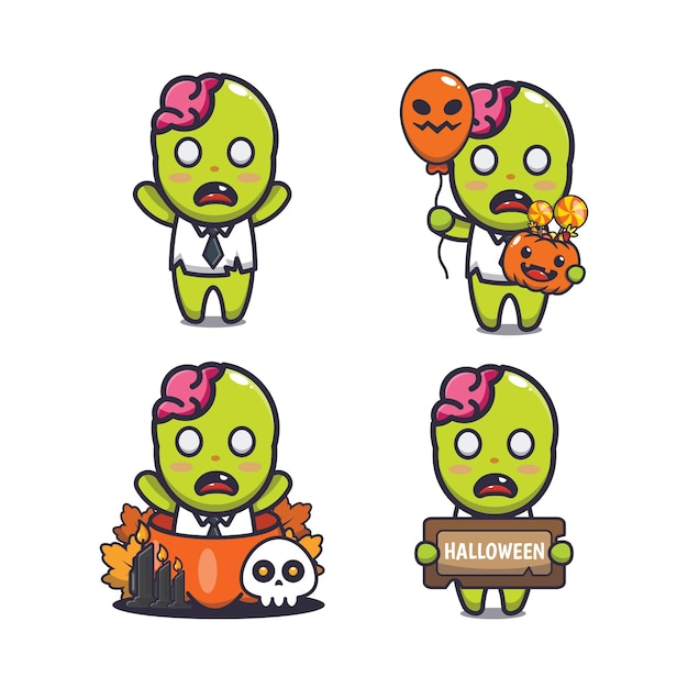 Illustration De Dessin Animé Mignon Zombie Halloween Illustration