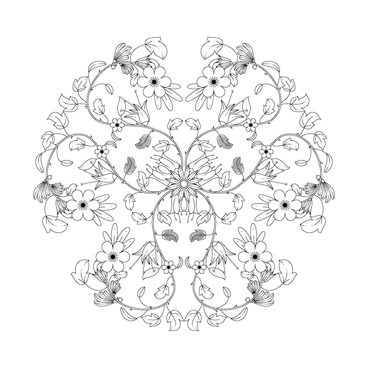 Intérieur De La Page Du Livre De Coloriage Floral. Page De Coloriage ... Intérieur De La Page Du Livre De Coloriage Floral. Page De Coloriage ...