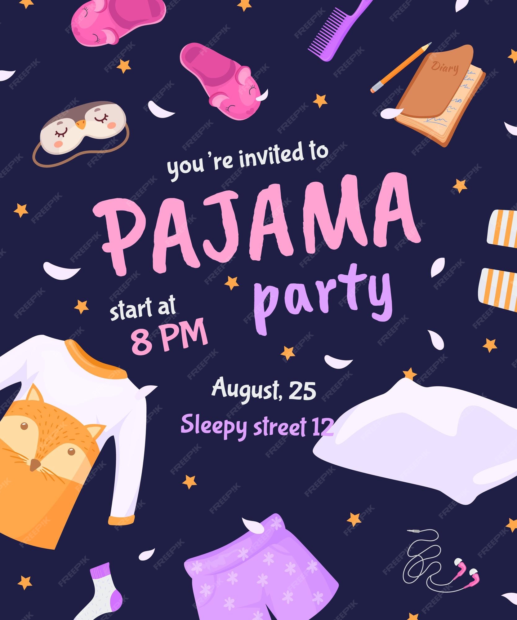 Invitation à Une Soirée Pyjama Carte Dinvitation De Soirée Pyjama Vacances Dormir Dans Le Lit