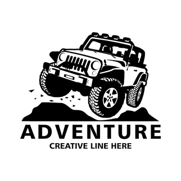 Jeep Offroad Aventure Silhouette Illustration Vecteur Premium