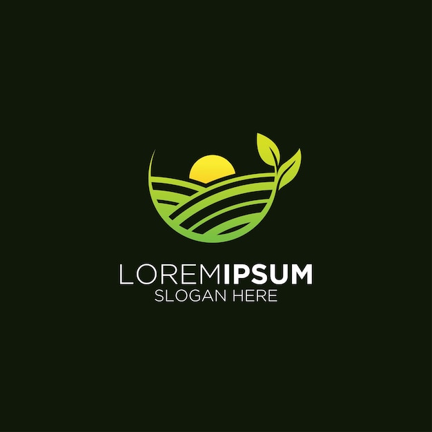 Logo De Feuille De Paysage De Plantation De Champ Vert | Vecteur Premium Logo De Feuille De Paysage De Plantation De Champ Vert | Vecteur Premium