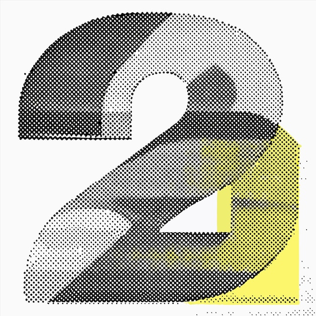 Un numéro jaune et noir 2 est dessiné avec un carré jaune | Vecteur ... Un numéro jaune et noir 2 est dessiné avec un carré jaune | Vecteur ...