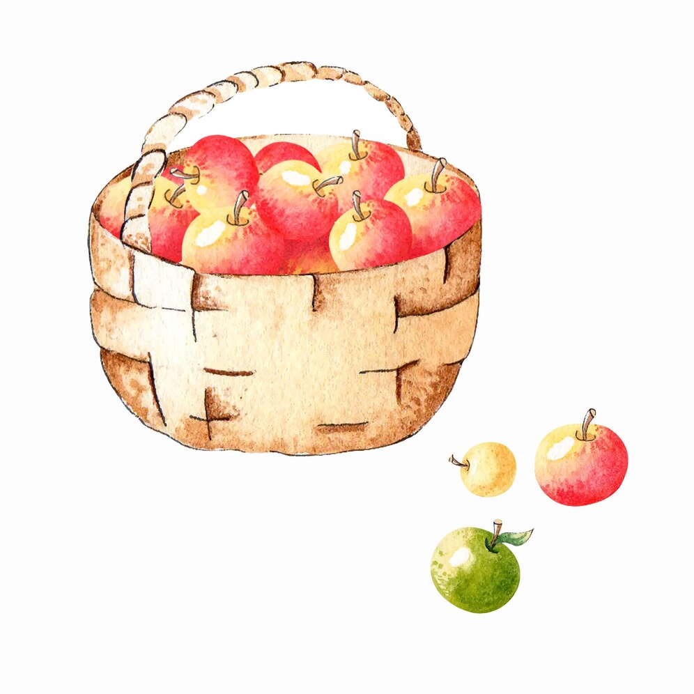 Panier De Composition Aquarelle Avec Des Pommes | Vecteur Premium Panier De Composition Aquarelle Avec Des Pommes | Vecteur Premium