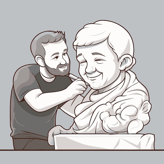 Père Et Fils Jouant Ensemble Illustration Vectorielle Dans Le Style De
