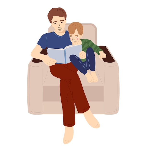 Père Lisant Un Livre Avec Son Fils Papa Et Son Fils Passent Du Temps