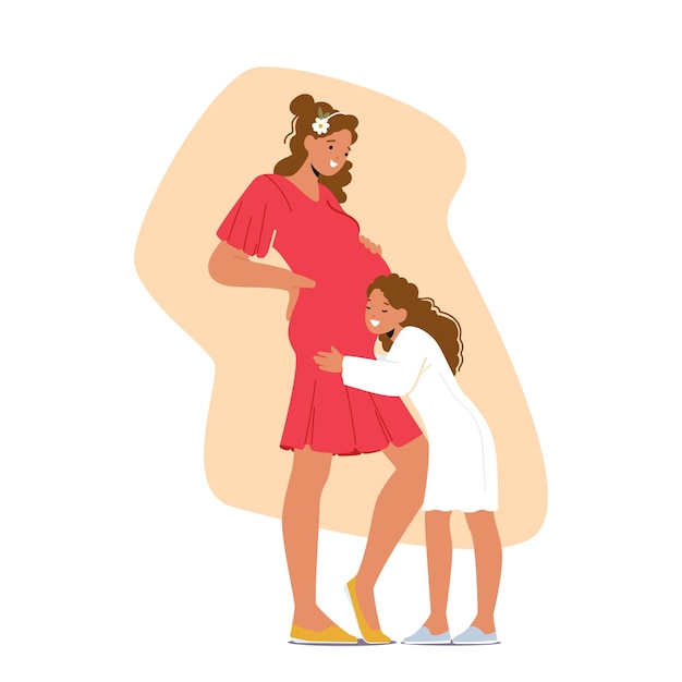 Le personnage de la jeune fille tient tendrement le ventre de sa future ... Le personnage de la jeune fille tient tendrement le ventre de sa future ...
