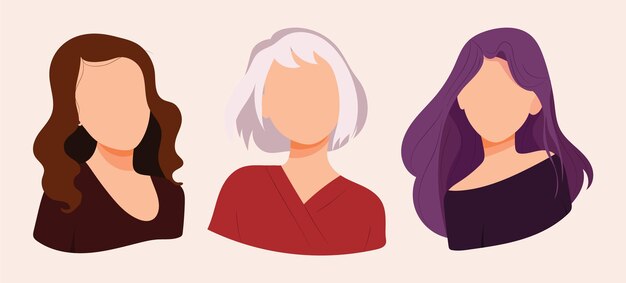 Portraits Sans Visage De Trois Femmes. Ensemble De Portraits Abstraits ... Portraits Sans Visage De Trois Femmes. Ensemble De Portraits Abstraits ...