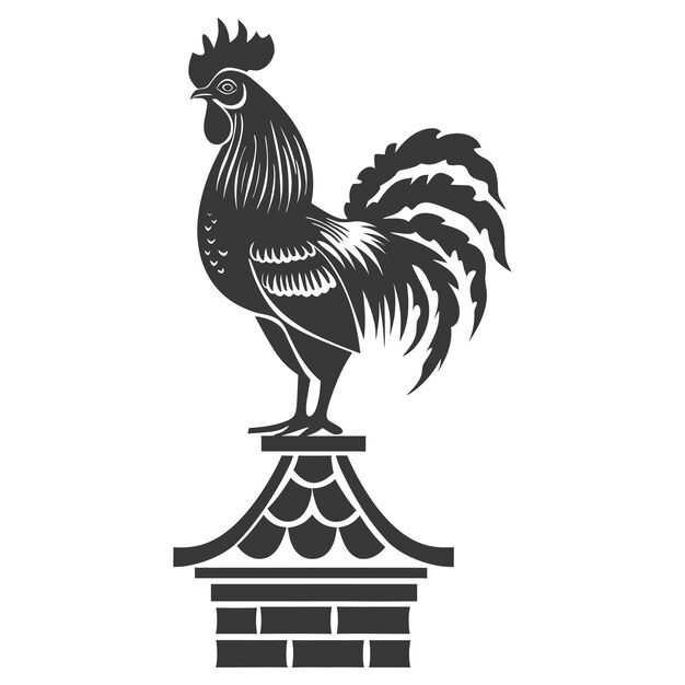 Silhouette de coq sur le toit du bâtiment couleur noire seulement ... Silhouette de coq sur le toit du bâtiment couleur noire seulement ...