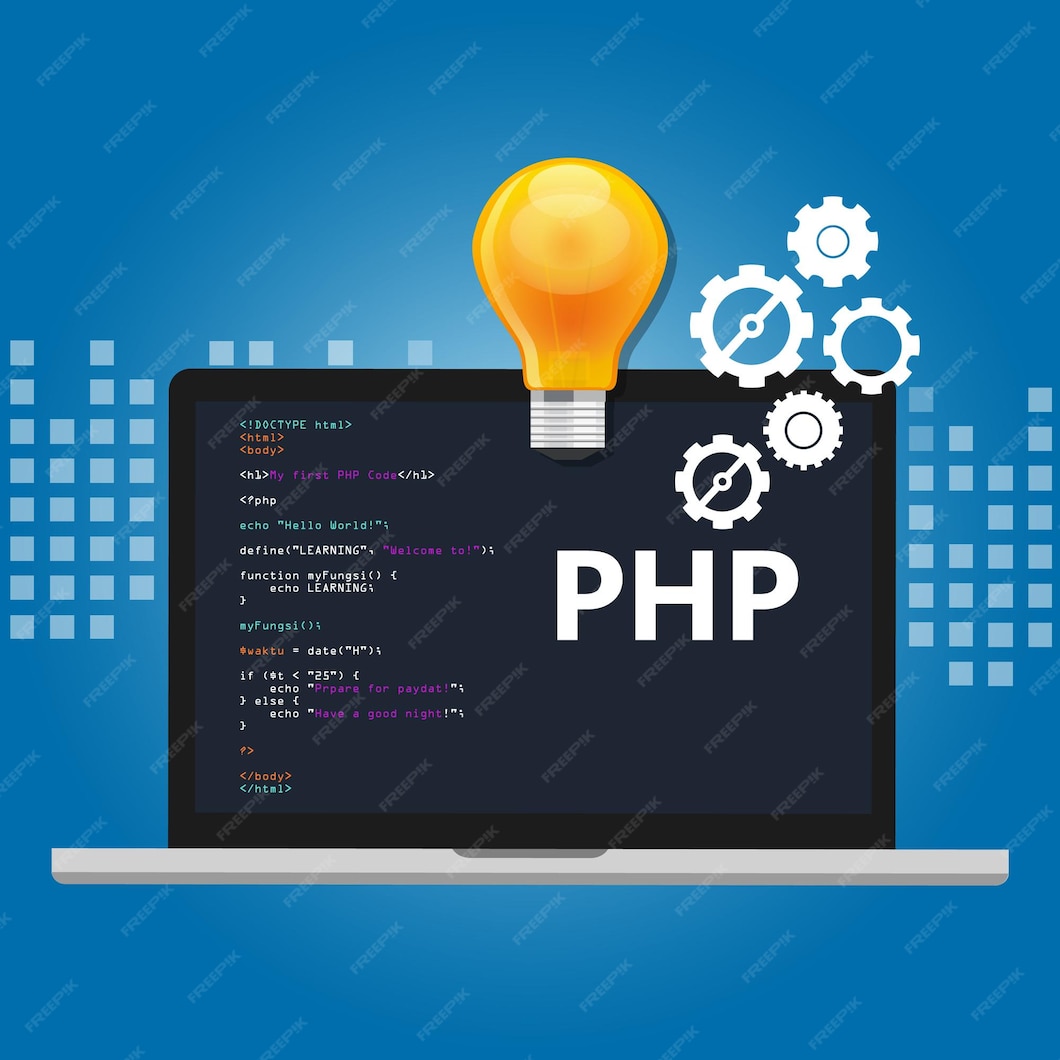 Syntaxe du langage de programmation PHP pour le script de codage Web à l'écran | Vecteur Premium