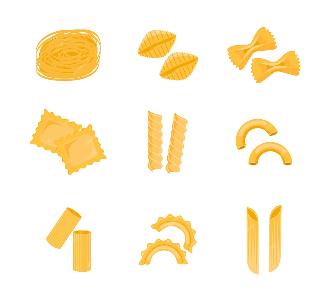 Types De Pâtes Définies Nouilles Italiennes Et Macaroni Restaurant