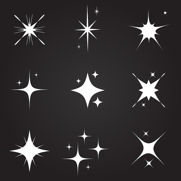 Vecteur De Symboles étincelants Et Scintillants Blancs. L'ensemble D ... Vecteur De Symboles étincelants Et Scintillants Blancs. L'ensemble D ...