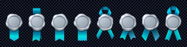 Conjunto realista de sellos de cera plateada. | Vector Gratis Conjunto realista de sellos de cera plateada. | Vector Gratis