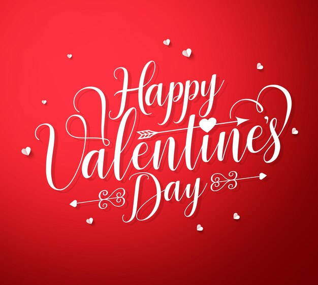 Feliz Día De San Valentín Tipografía De Texto Vectorial Con Formas De