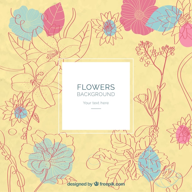 Fondo con flores dibujadas a mano | Vector Gratis Fondo con flores dibujadas a mano | Vector Gratis