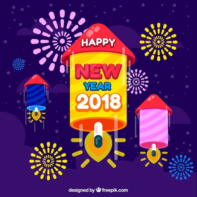 Fuegos artificiales en una fiesta de año nuevo | Vector Gratis Fuegos artificiales en una fiesta de año nuevo | Vector Gratis