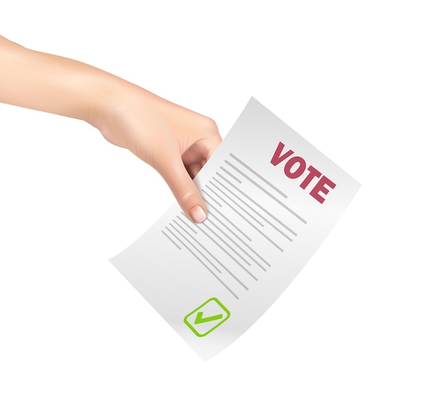 Icono De Vector Realista Concepto De Votación O Elecciones Mano