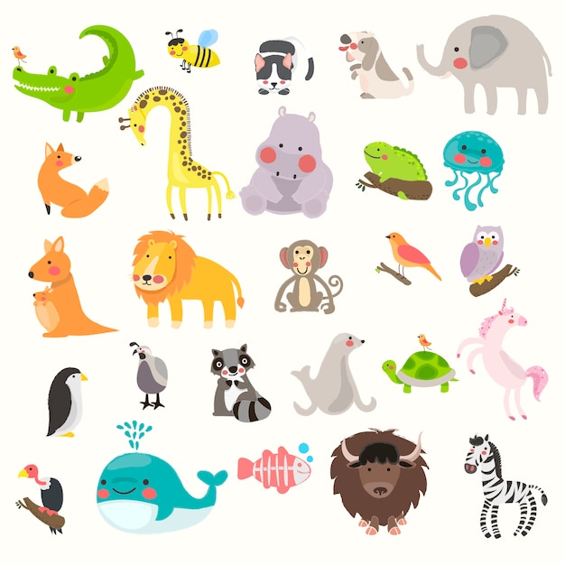 Ilustración, dibujo, estilo, conjunto, de, fauna | Vector Gratis Ilustración, dibujo, estilo, conjunto, de, fauna | Vector Gratis