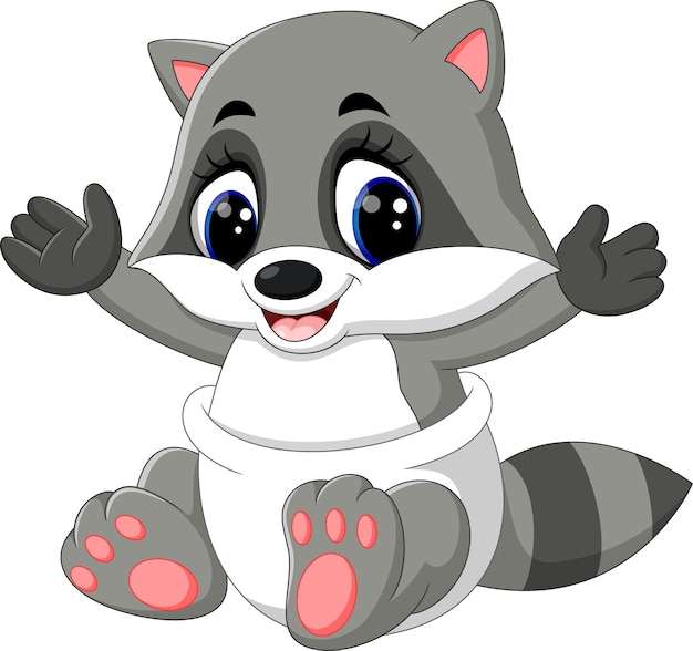 Ilustración De Dibujos Animados Bebé Mapache Vector Premium