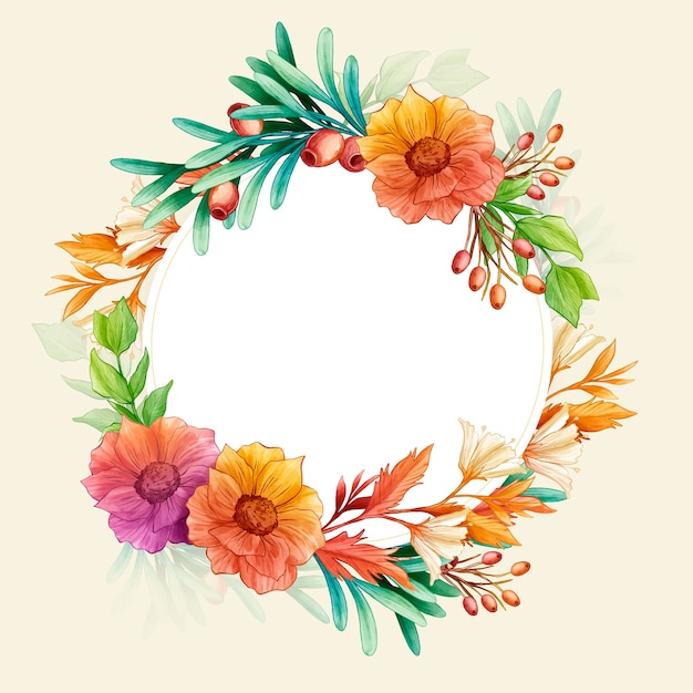 Marco De Círculo De Flores Botánicas Acuarela Vector Gratis