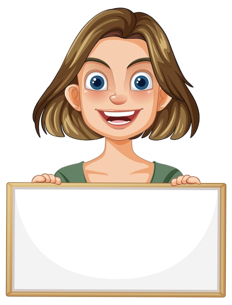 Mujer feliz con un cartel en blanco | Vector Gratis Mujer feliz con un cartel en blanco | Vector Gratis