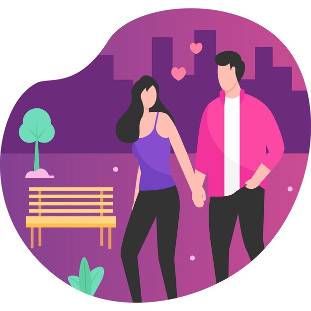 20 Parejas Caminando Vector Premium