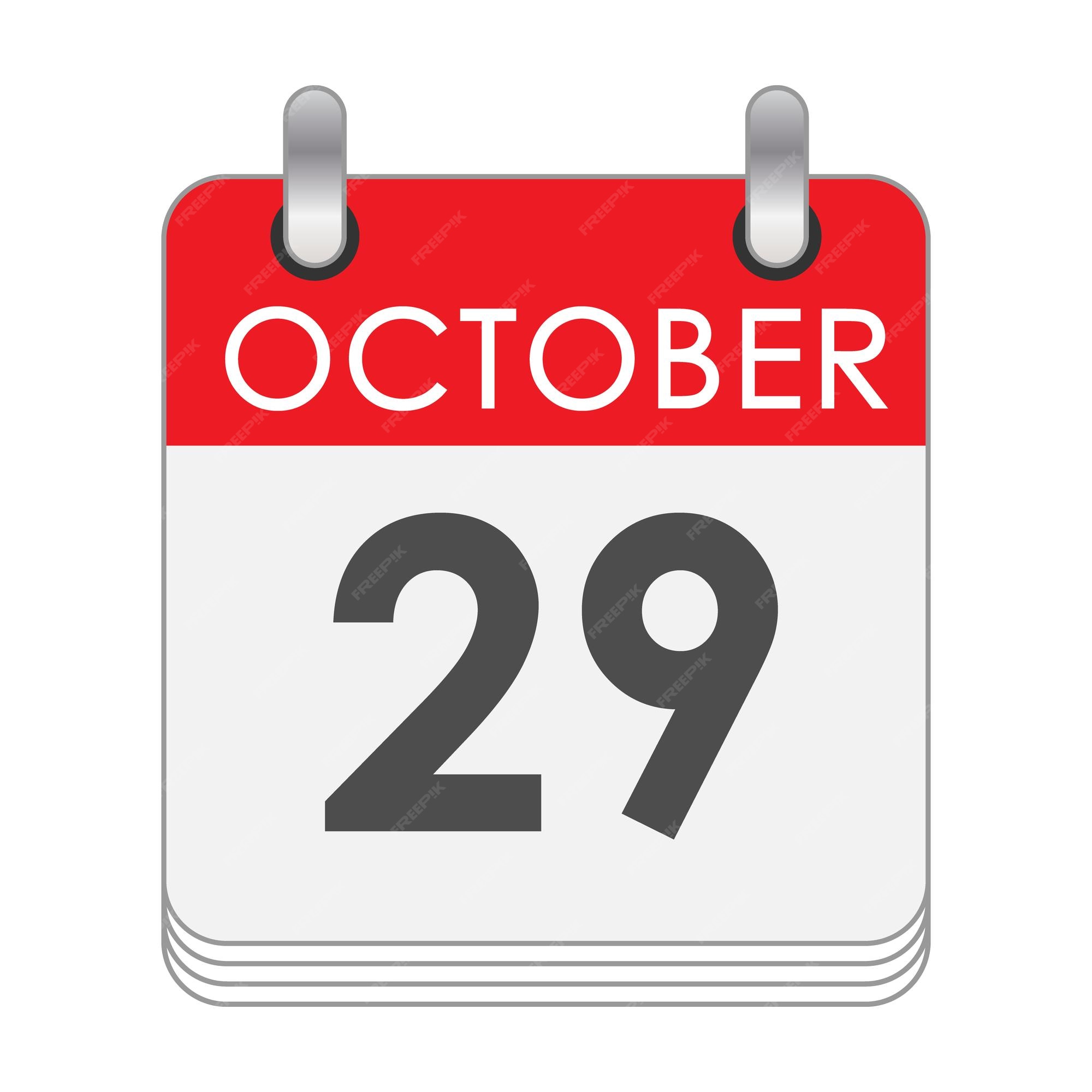 29 De Octubre Una Hoja Del Calendario Invertido Con La Fecha Del 29 De