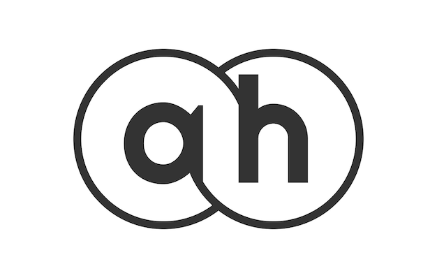 AH emblema de la empresa comercial con contornos redondos y letras a h ... AH emblema de la empresa comercial con contornos redondos y letras a h ...