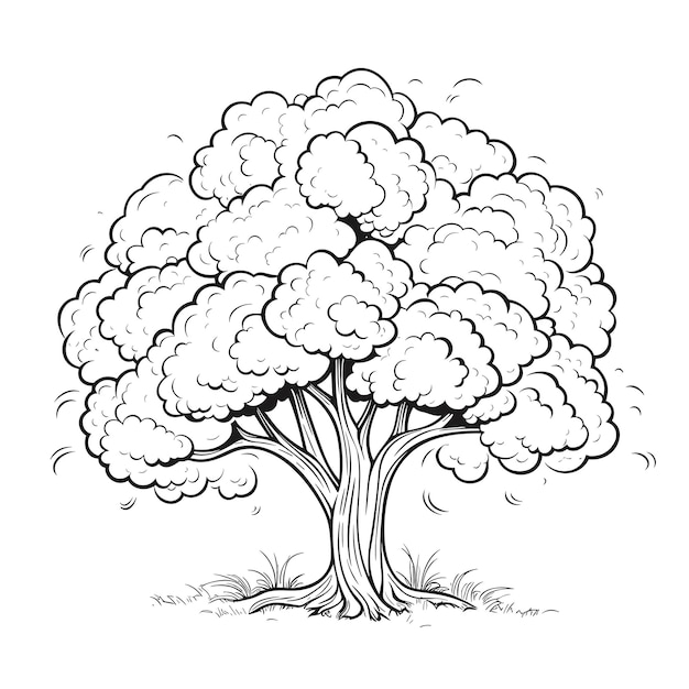 árbol Para Colorear Para Niños Vector Premium Generado Con Ia